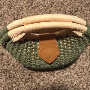 Bags | Green Shell Woven Straw Rattan Purse | Poshmark